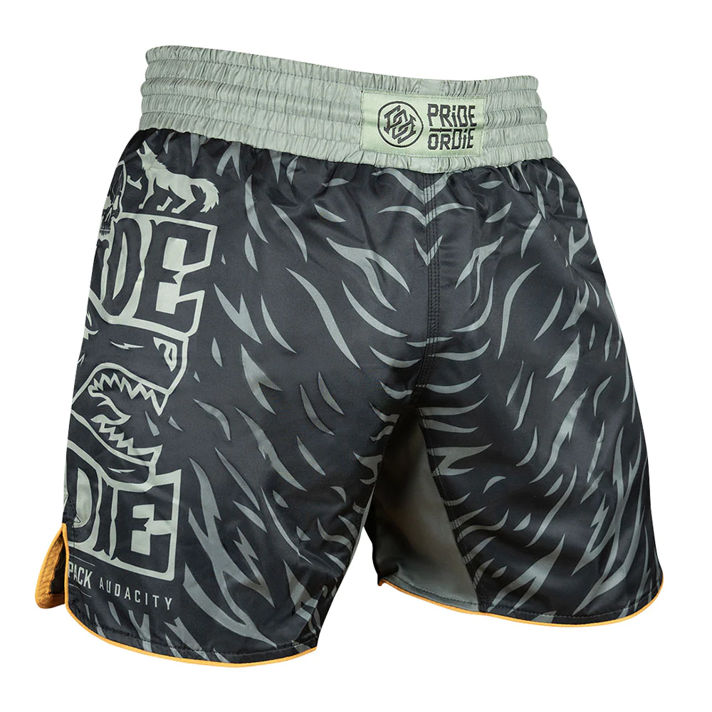 Pride Or Die wolfpack v2 MMA Shorts - Black - MMATeam.gr